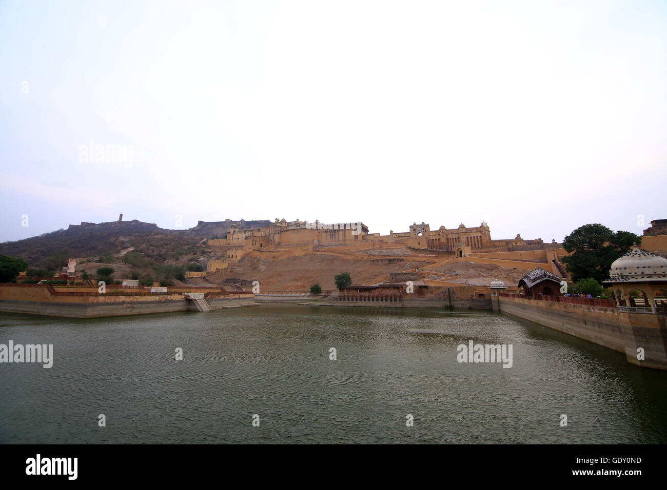 Fort overlooking the pink city of Jaipur in the Indian state of ...