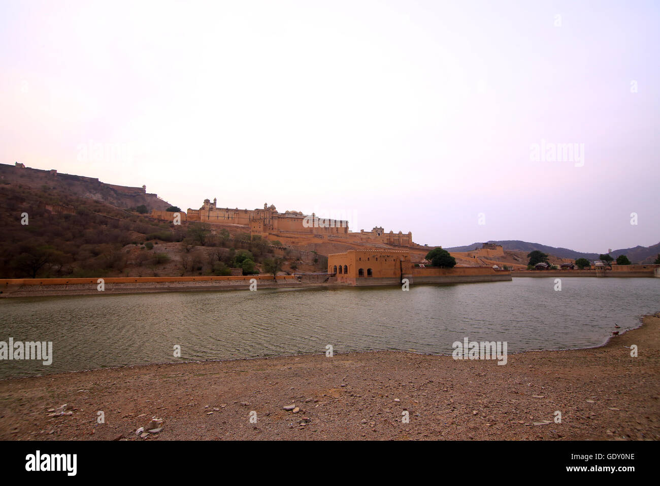Fort overlooking the pink city of Jaipur in the Indian state of ...