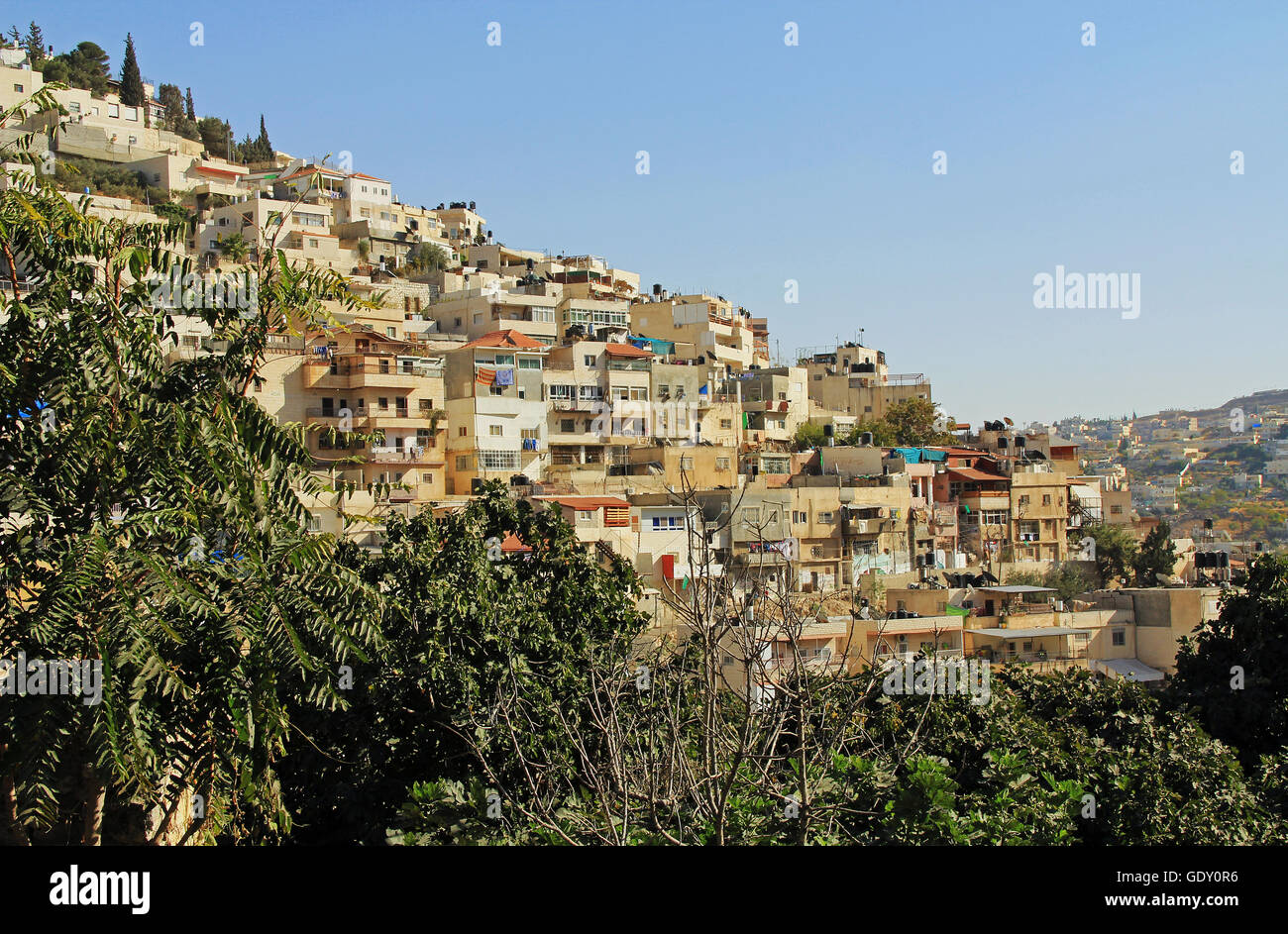 Homes on a hillside in Israel as seen from near the old city of ...