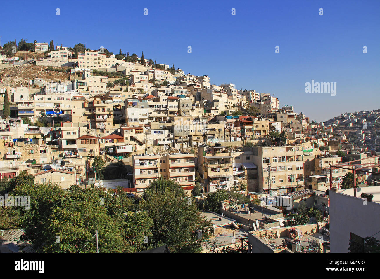 Homes on a hillside in Israel as seen from near the old city of ...