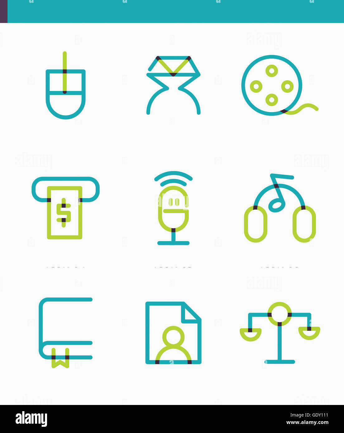 Set of various simple line icons Stock Photo - Alamy