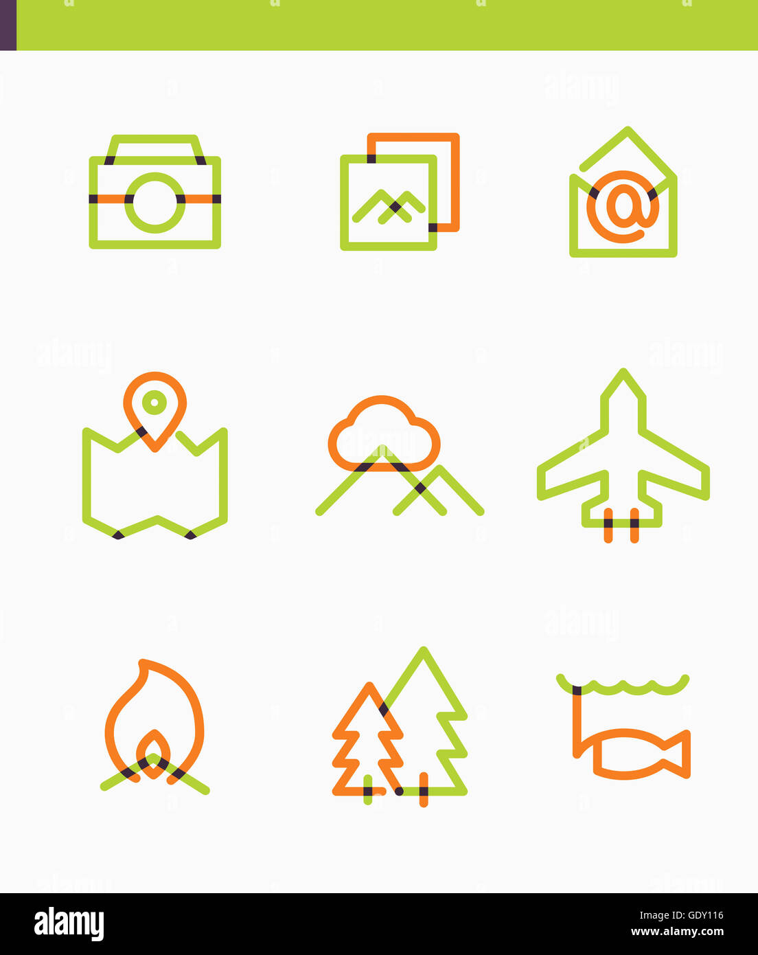 Set of various simple line icons Stock Photo - Alamy