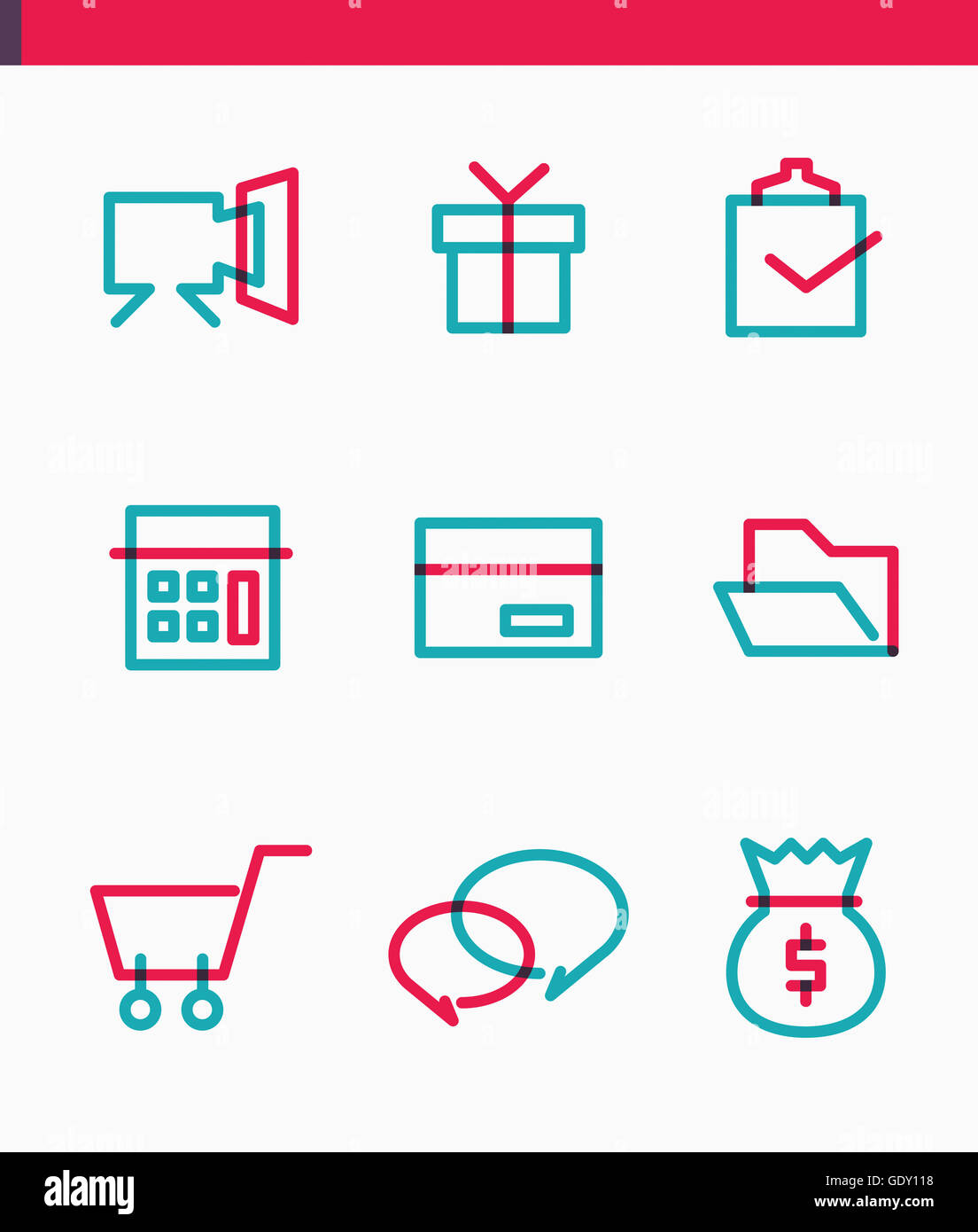 Set of various simple line icons Stock Photo - Alamy