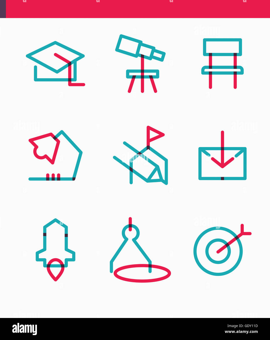 Set of various simple line icons Stock Photo - Alamy