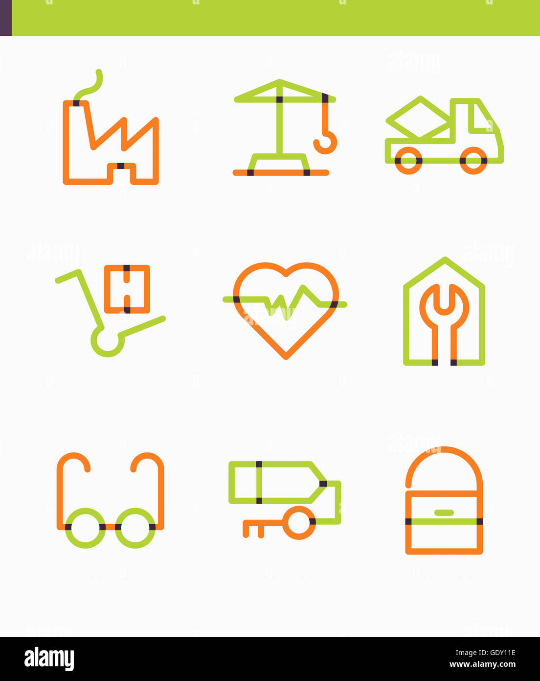 Set of various simple line icons Stock Photo - Alamy
