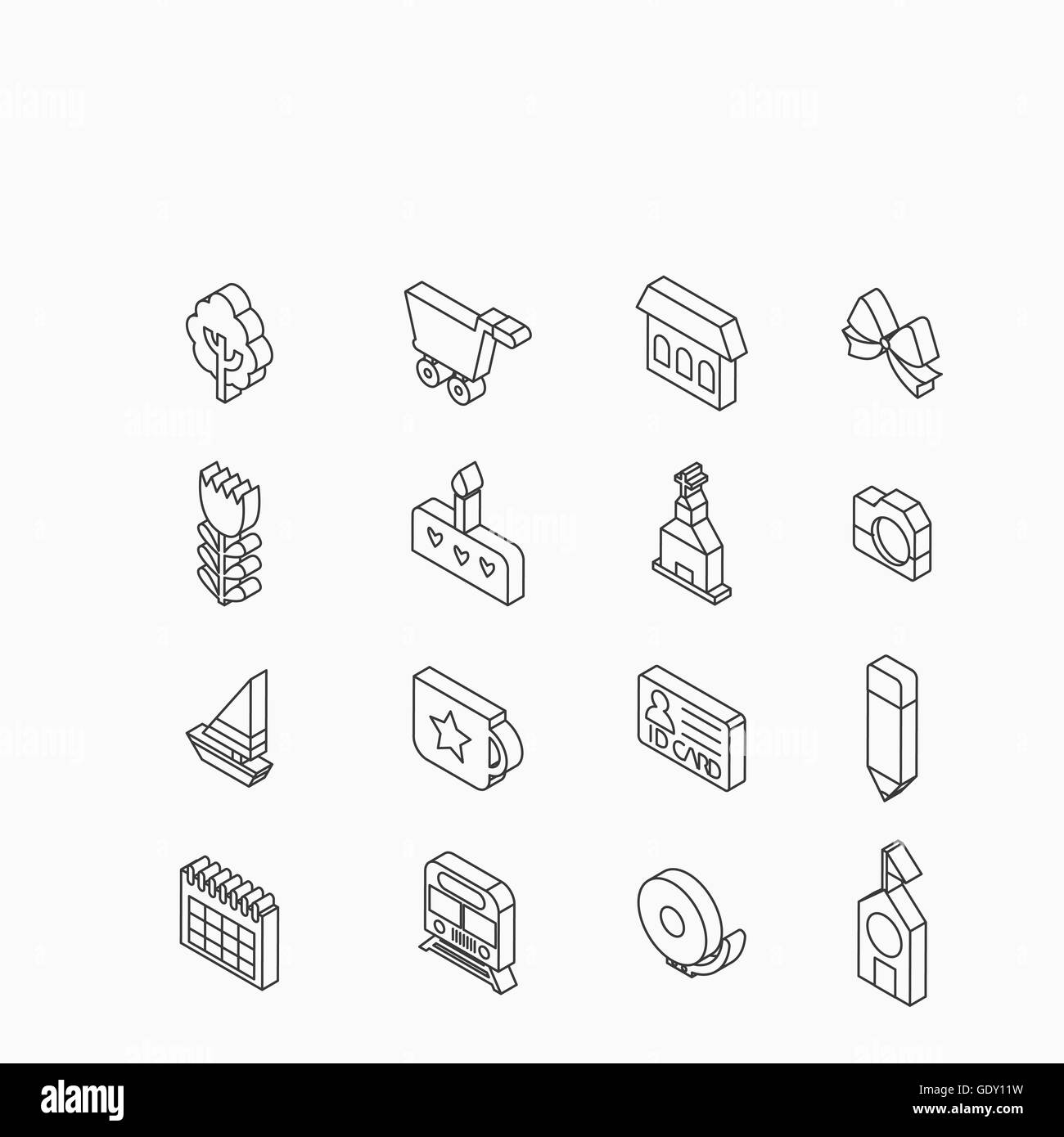 Set of various line icons Stock Photo - Alamy