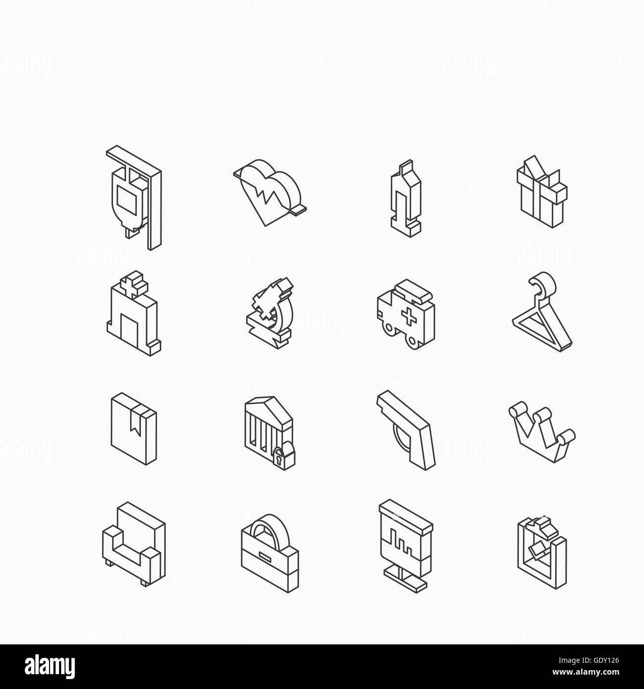 Set of various line icons Stock Photo - Alamy