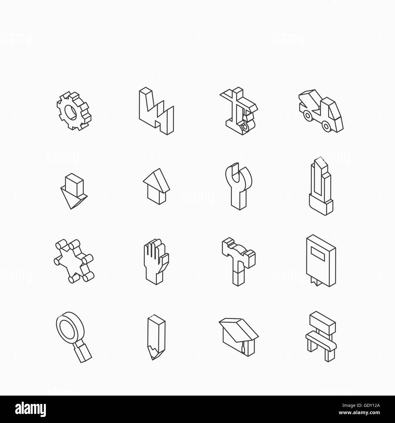 Set of various line icons Stock Photo - Alamy