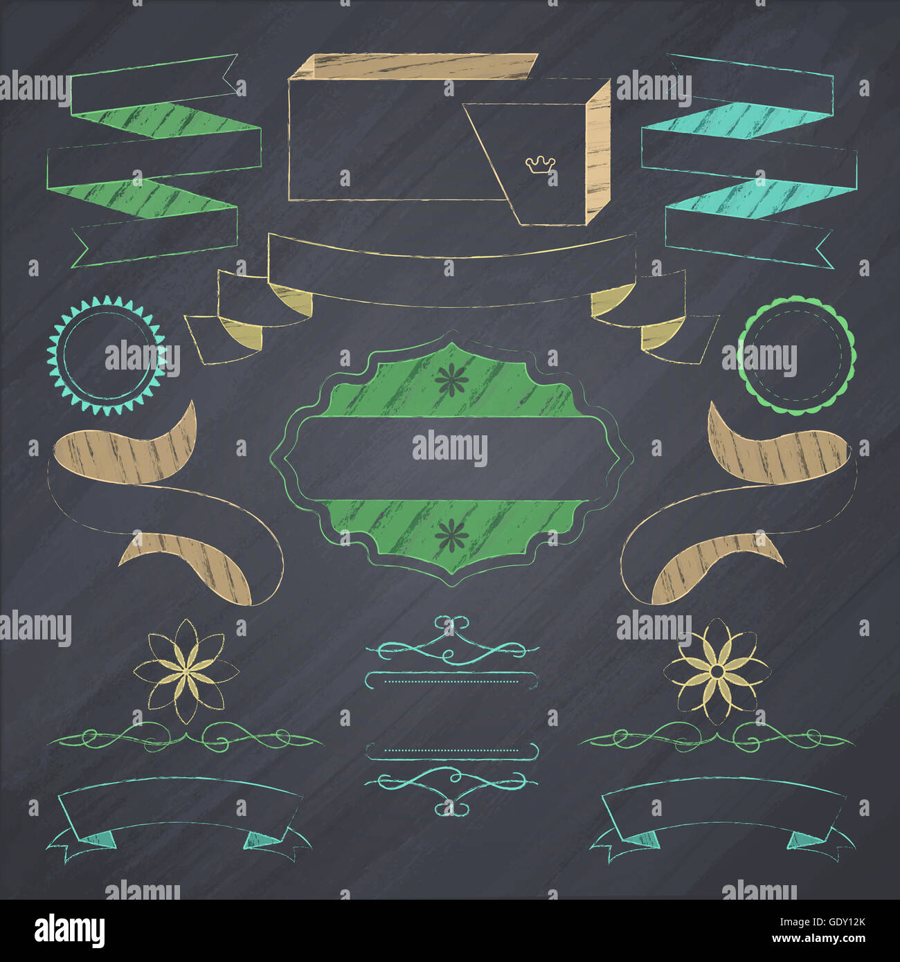 Chalk drawing of various labels Stock Photo - Alamy
