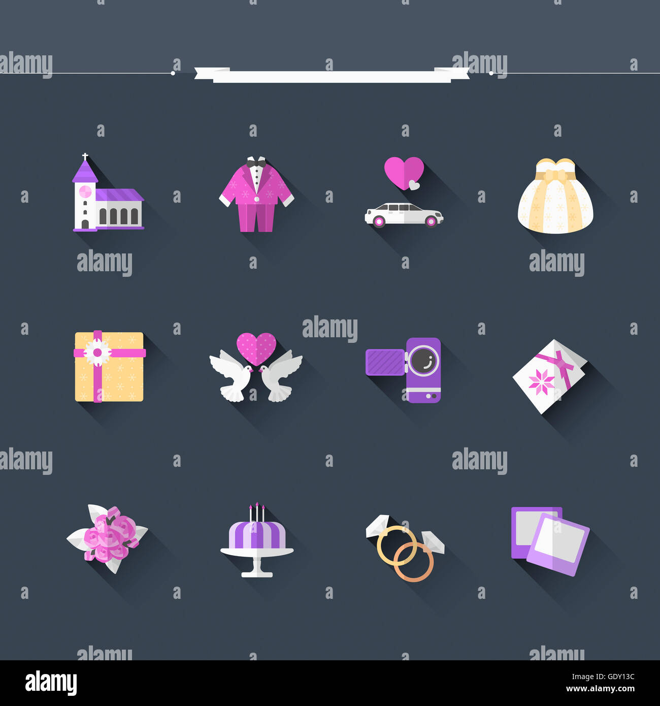 Set of various icons related to wedding Stock Photo - Alamy