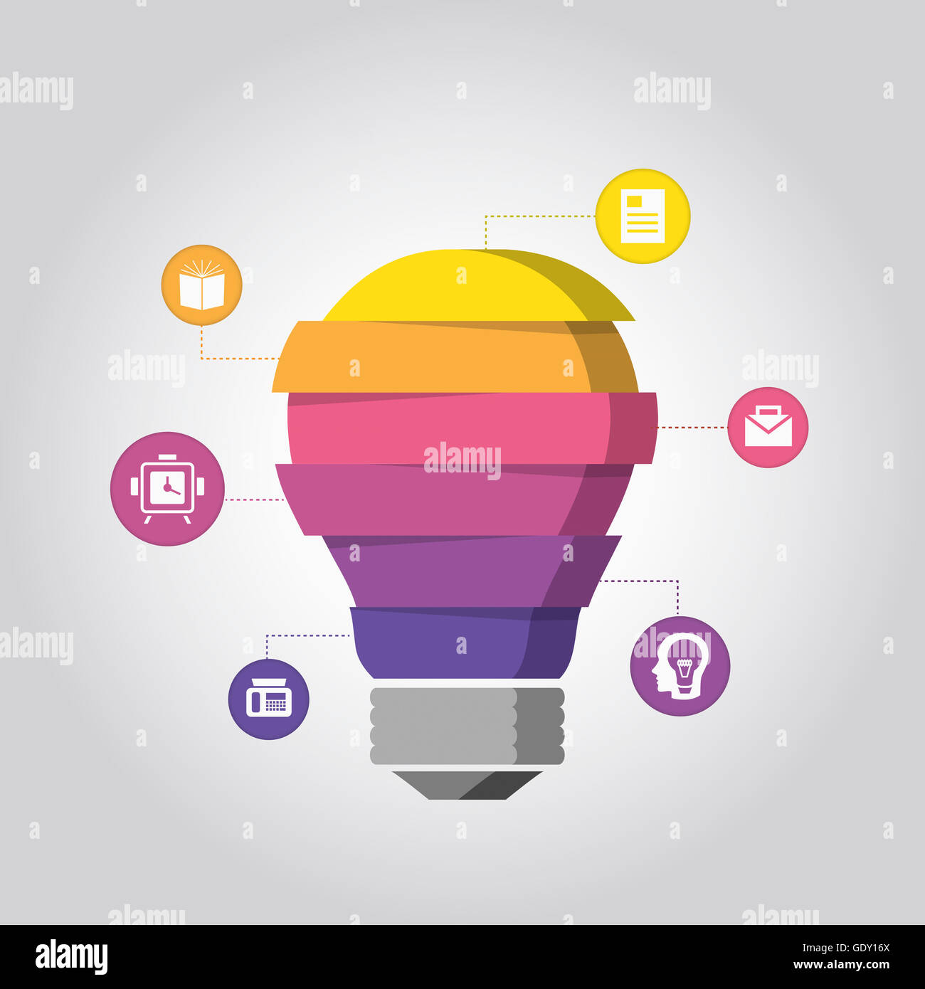 Infographic diagrams of lightbulb with icons Stock Photo - Alamy