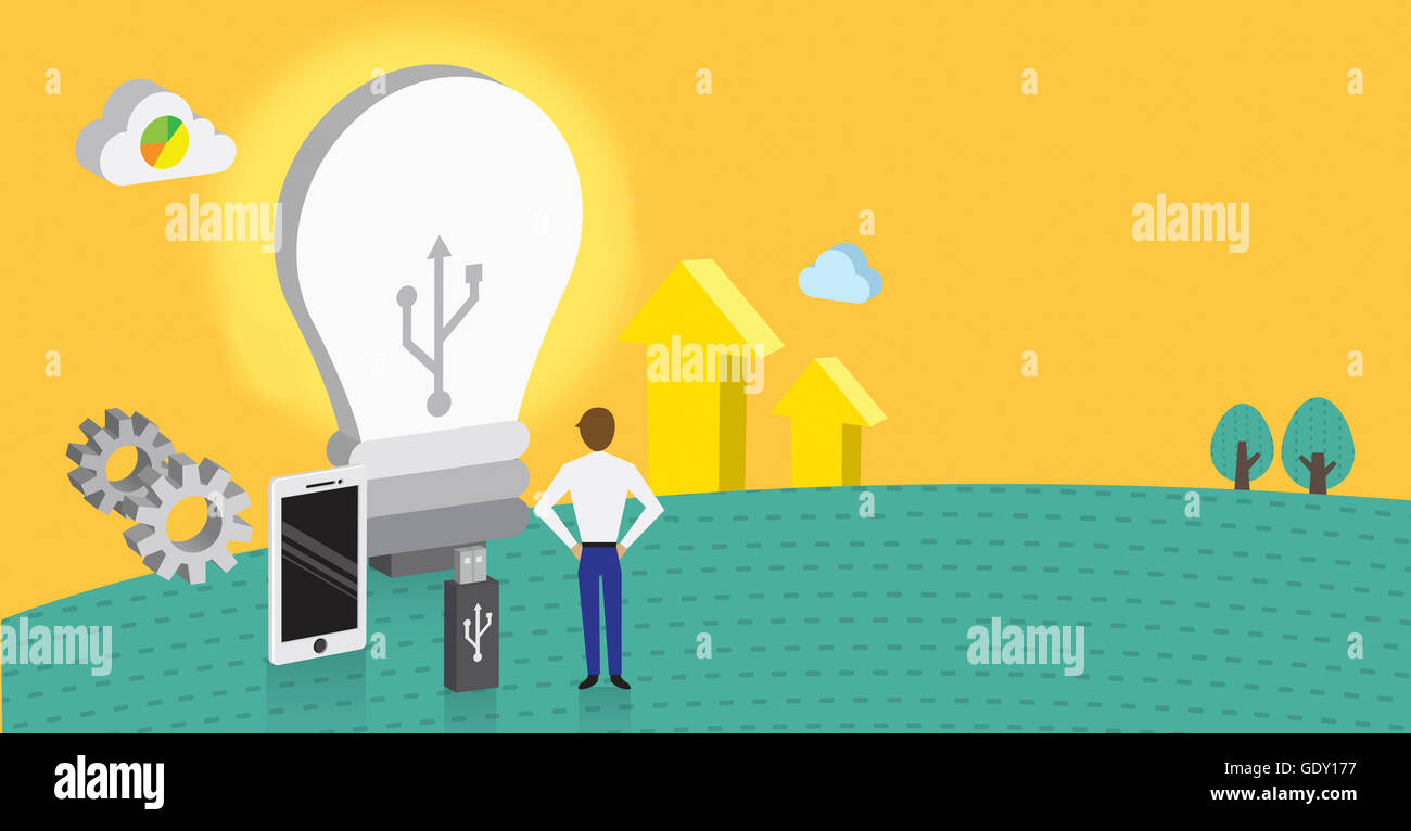 Infographic business datum with lightbulb and upright rrows Stock Photo ...