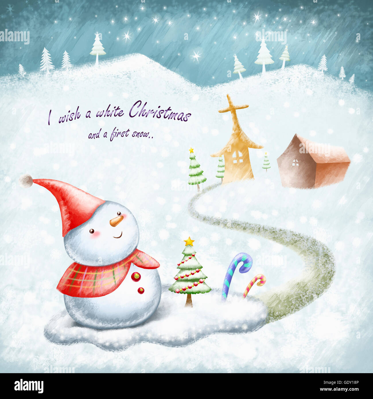 Background of Christmas and year-end with snowman Stock Photo - Alamy