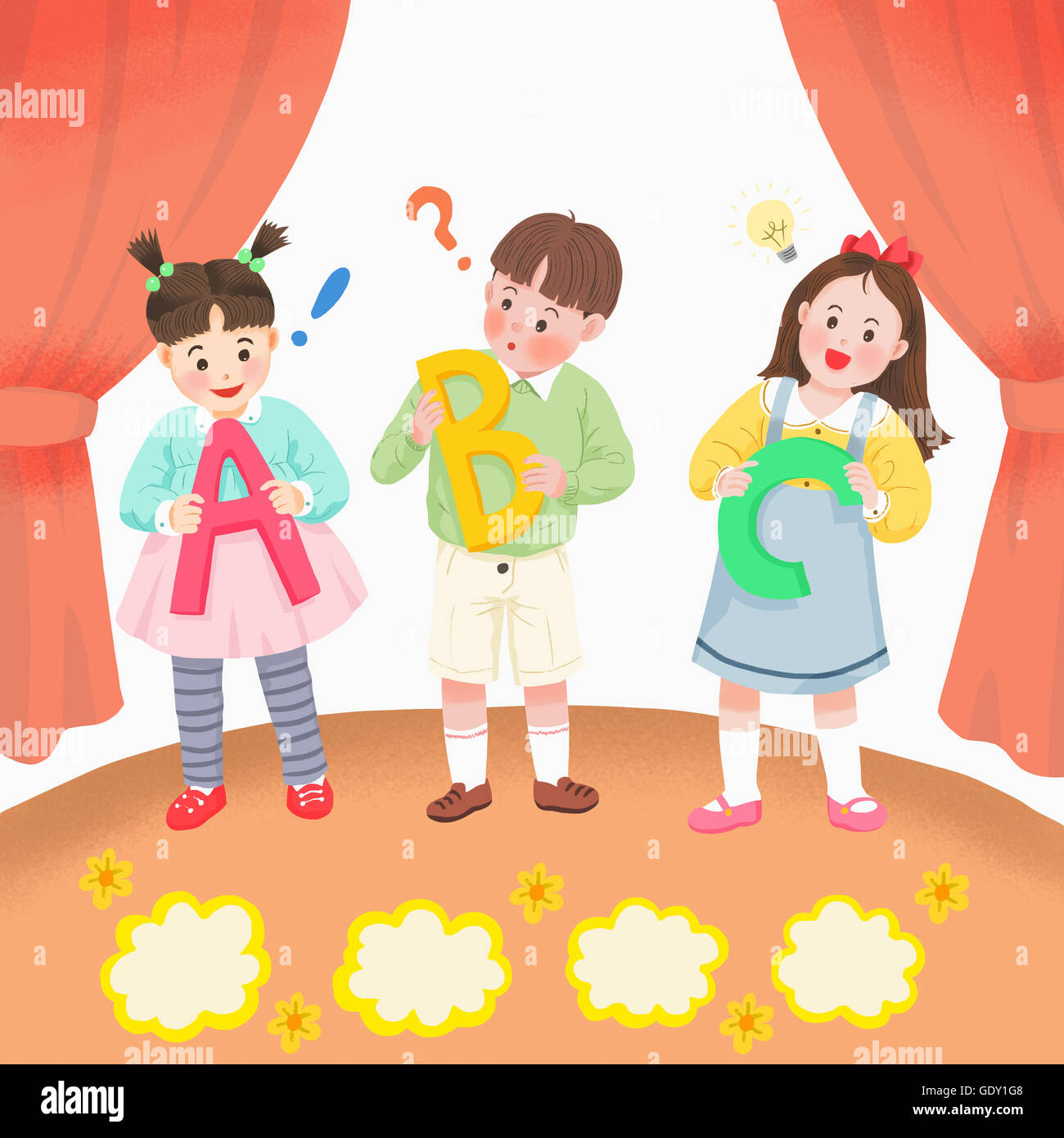 Kids holding alphabet letters hi-res stock photography and images - Alamy