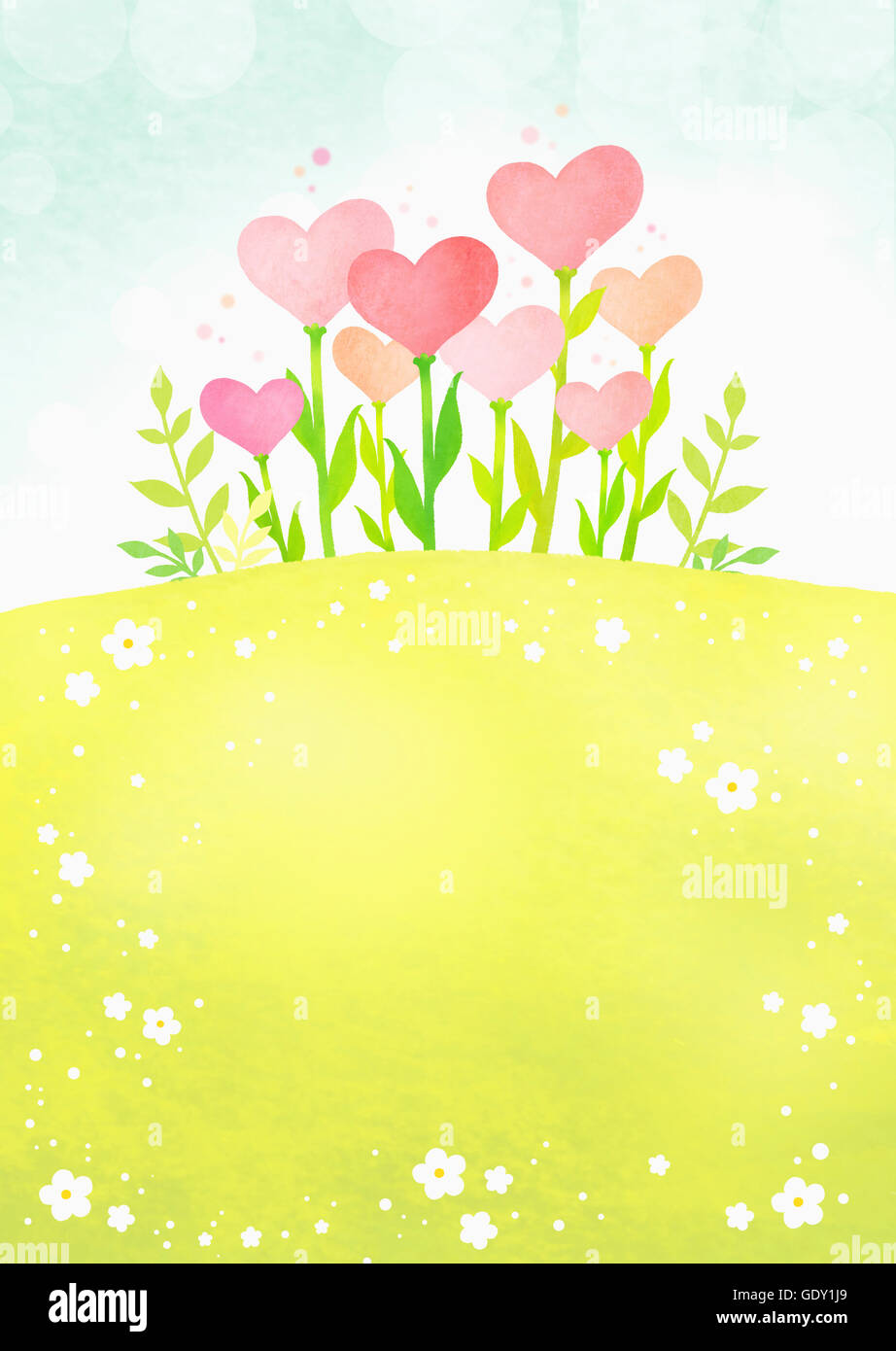 Background of spring with plants of hearts on hills Stock Photo - Alamy
