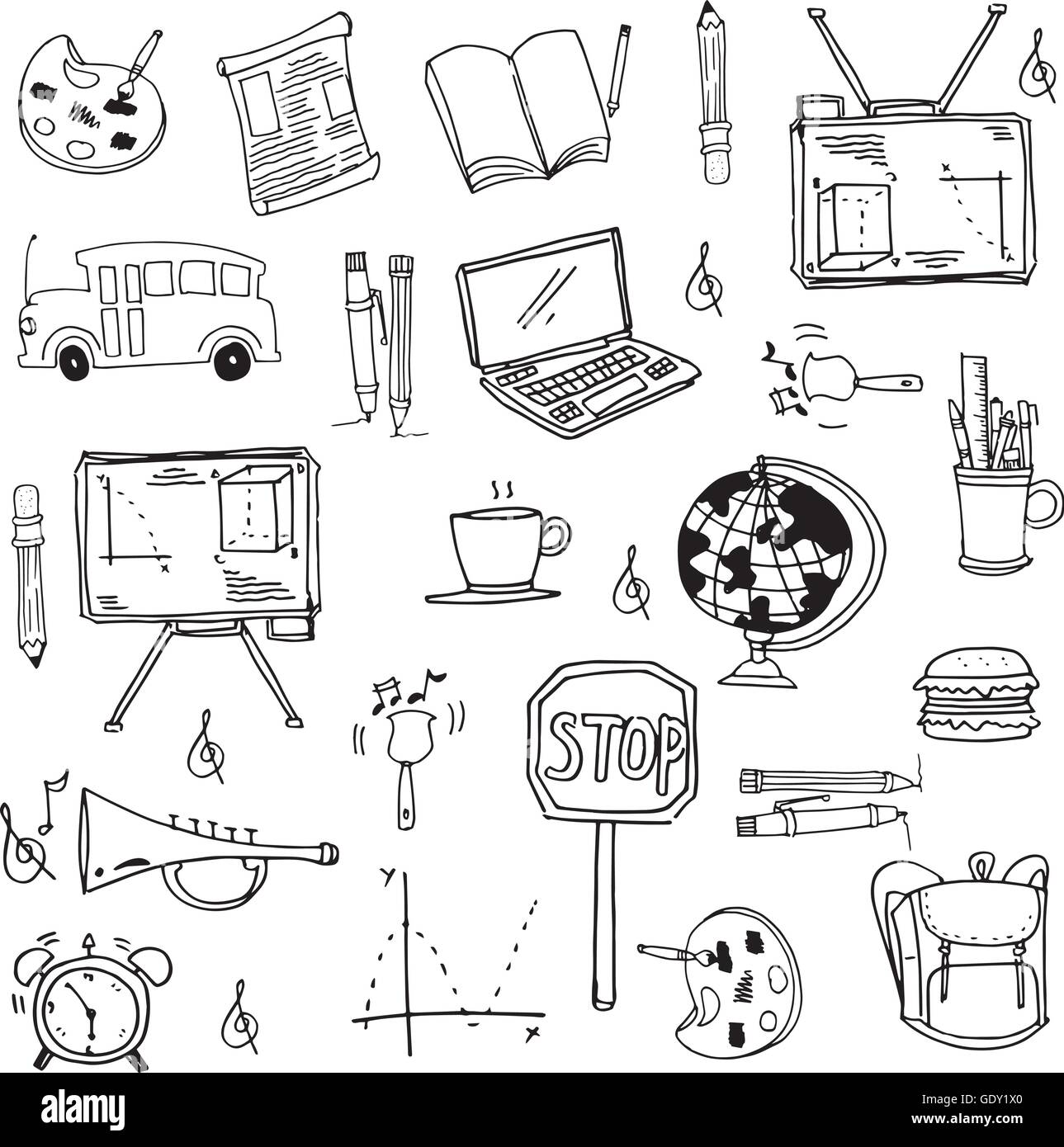 Hand draw classroom supplies doodles hi-res stock photography and ... Hand draw classroom supplies doodles hi-res stock photography and ...