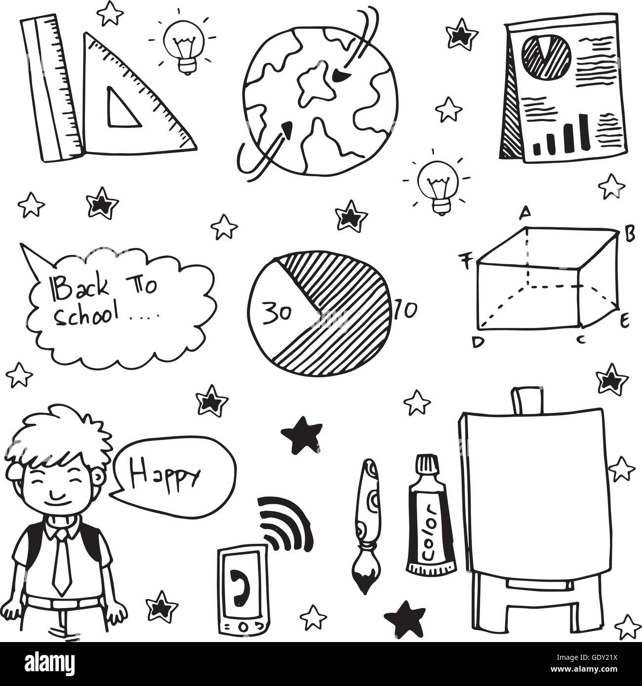 Doodle of hand draw school education Stock Vector Image & Art - Alamy