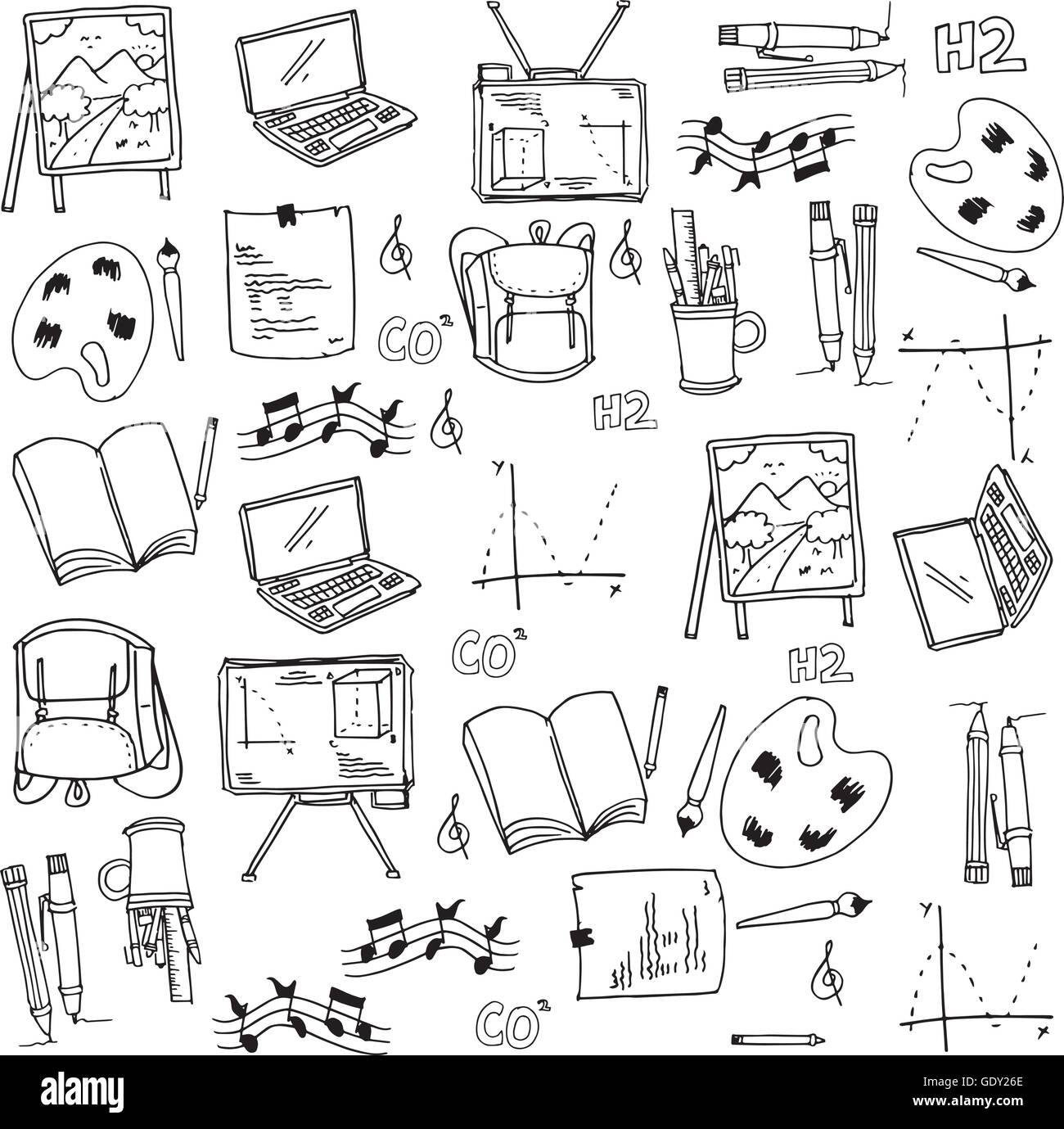 Hand draw doodle school element Stock Vector Image & Art - Alamy