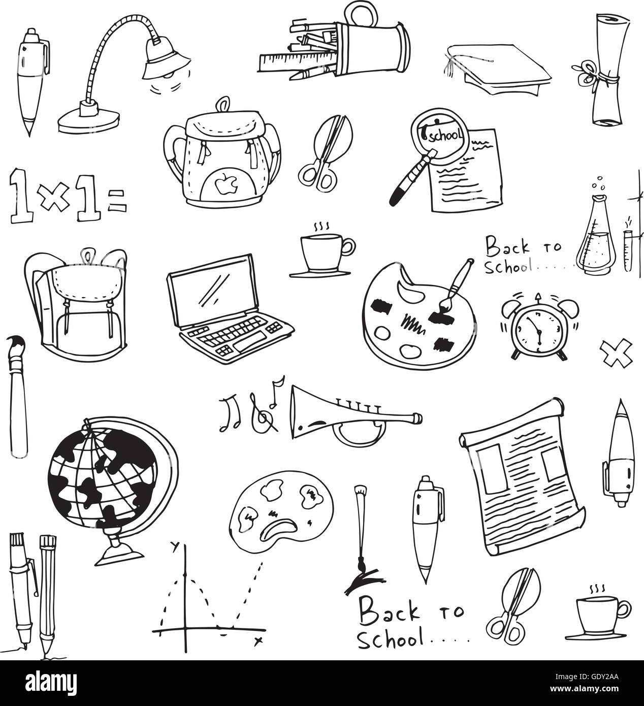 Back to school doodles set Stock Vector Image & Art - Alamy