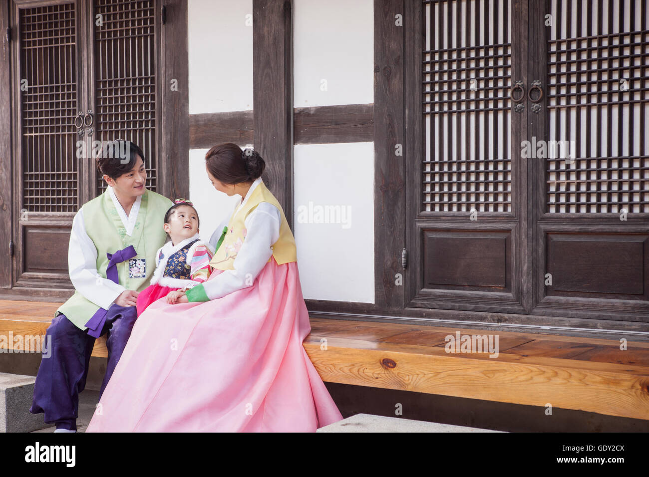 Harmonious Korean family at traditional Korean house Stock Photo - Alamy
