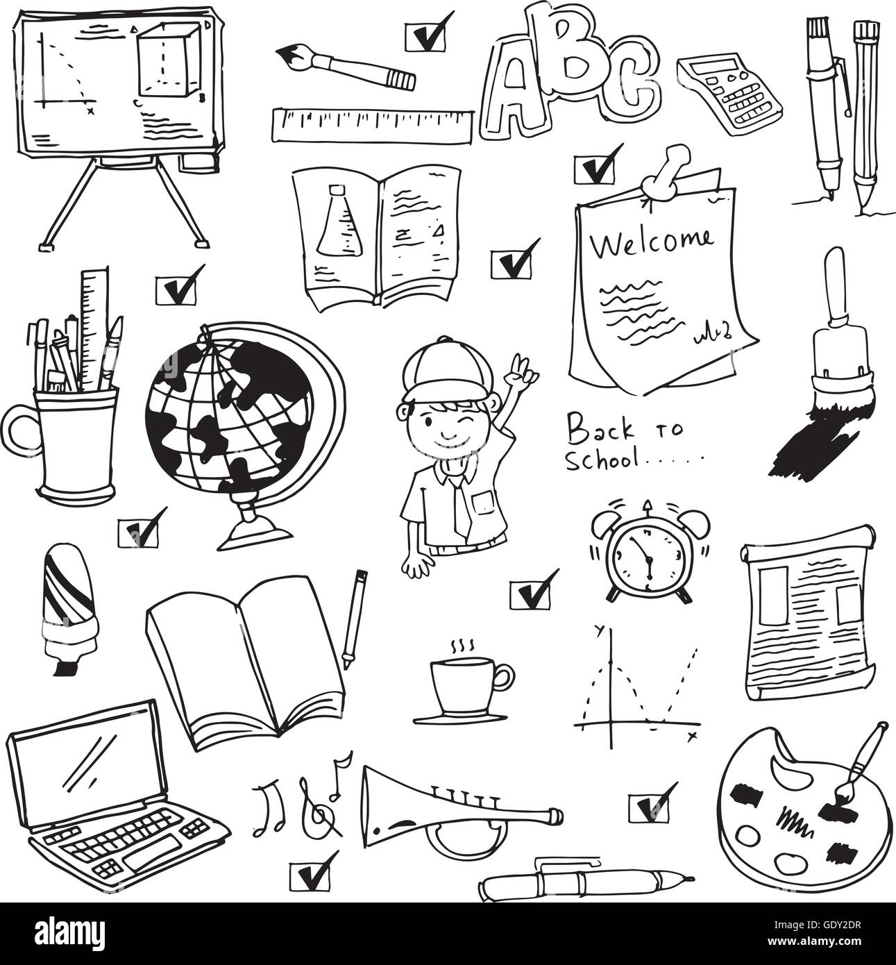 School object hand draw doodles Stock Vector Image & Art - Alamy