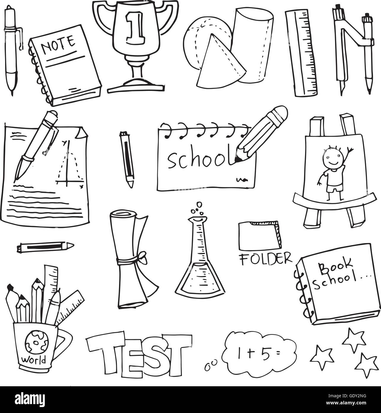 Hand draw school supplies doodles hi-res stock photography and images ... Hand draw school supplies doodles hi-res stock photography and images ...