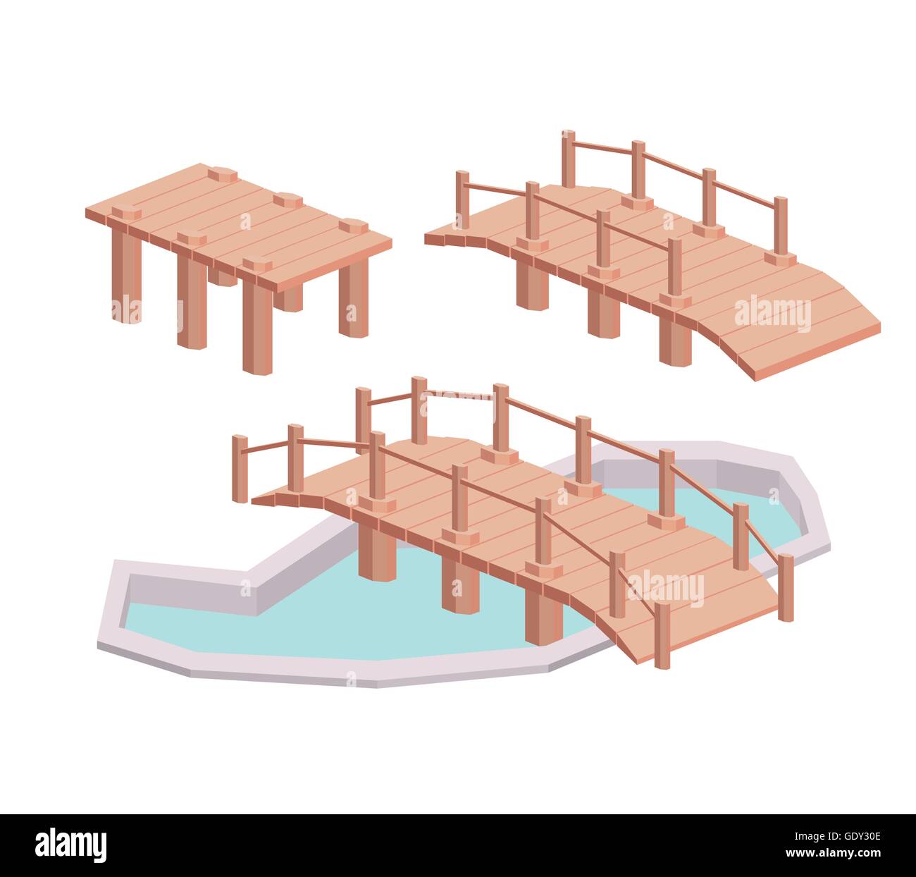 Wooden suspension bridge Cut Out Stock Images & Pictures - Alamy