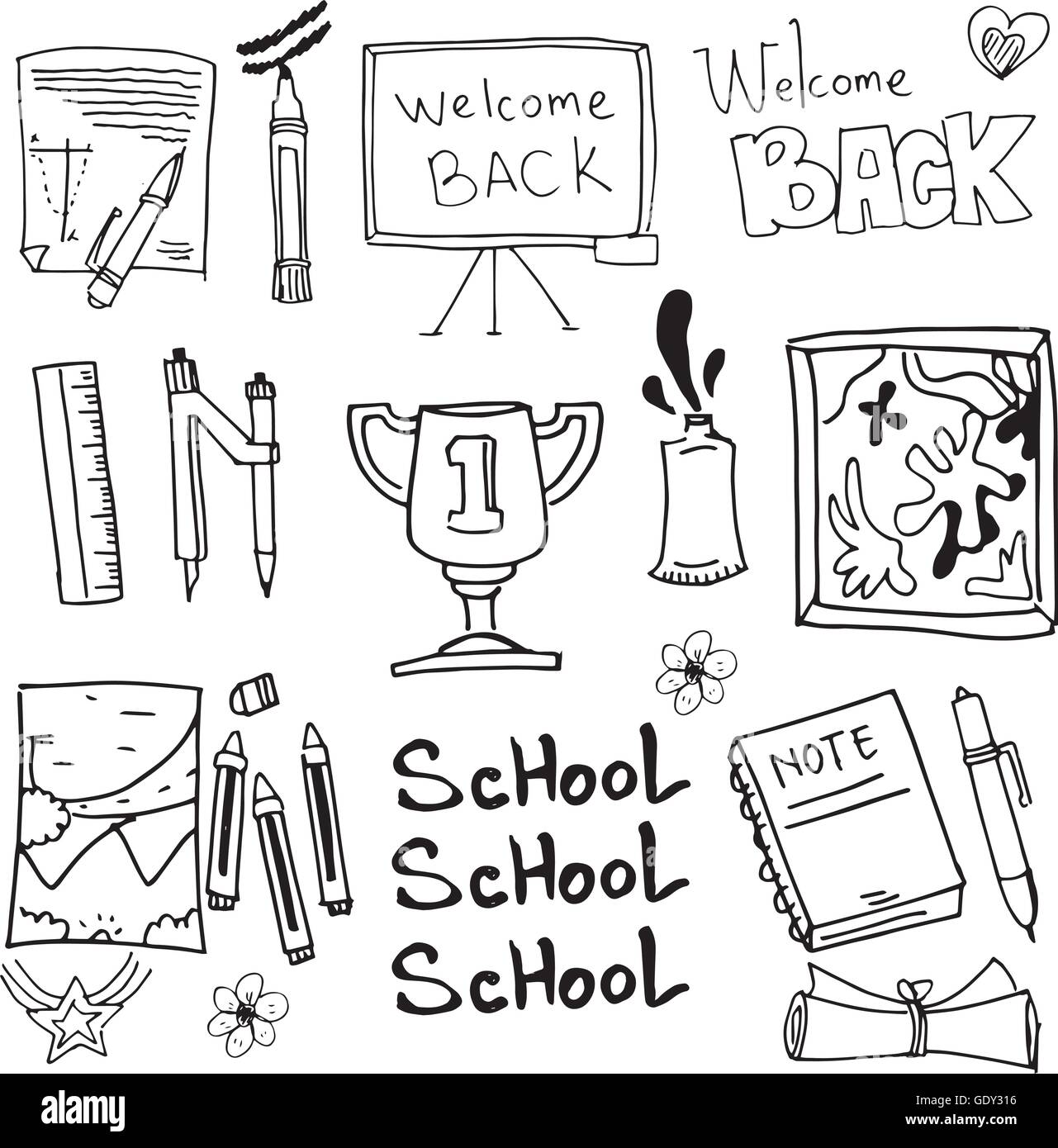Vector back to school hand draw doodles Stock Vector Image & Art - Alamy