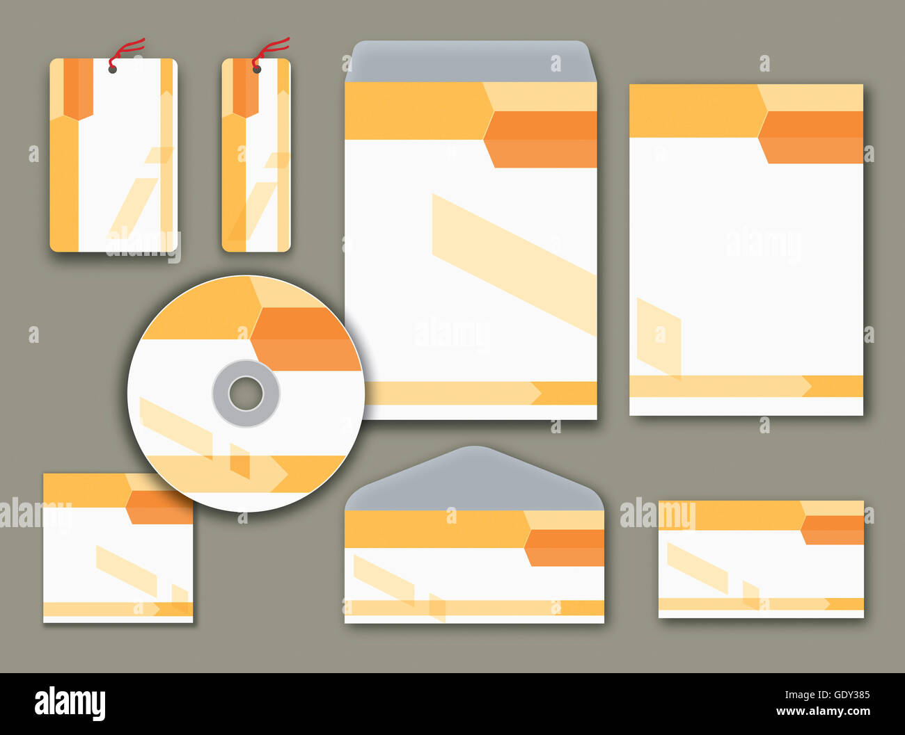 Design for set of objects with orange colors Stock Photo - Alamy