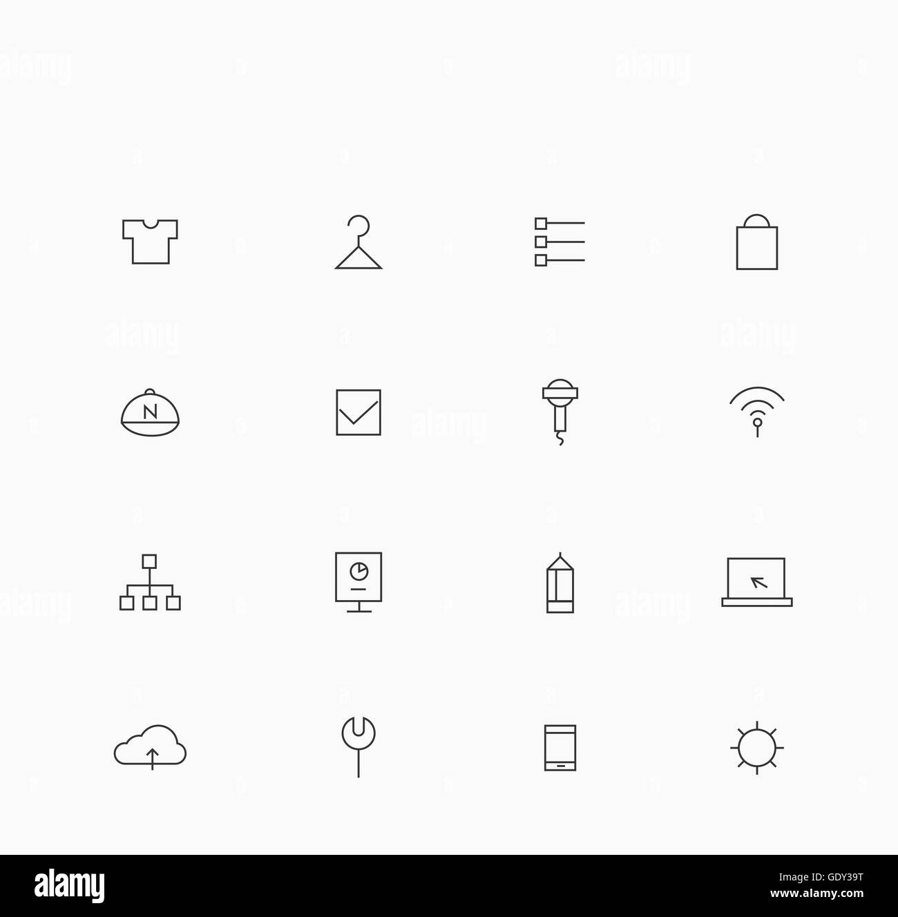 Set of various simple small line icons Stock Photo - Alamy