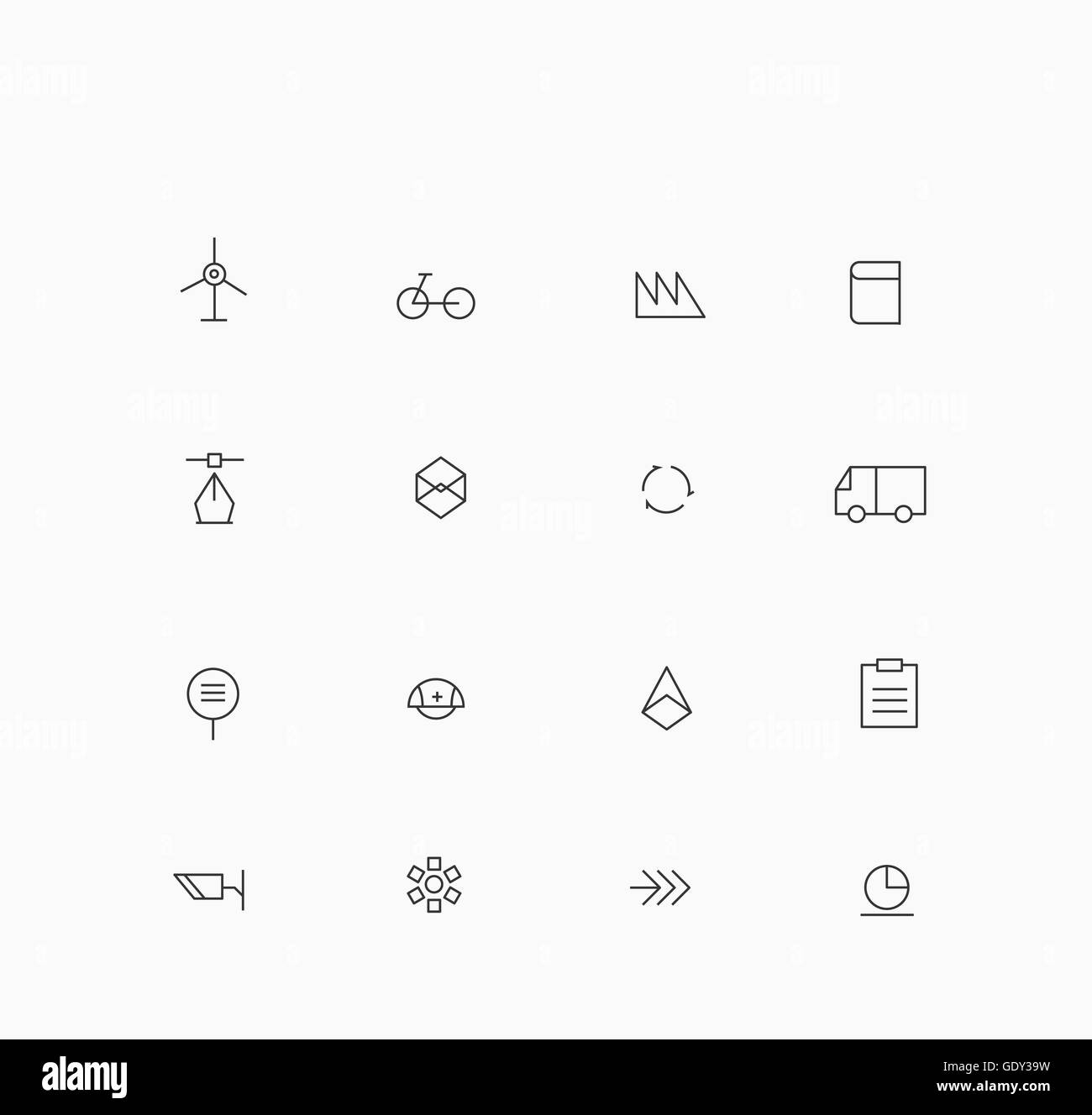 Set of various simple small line icons Stock Photo - Alamy