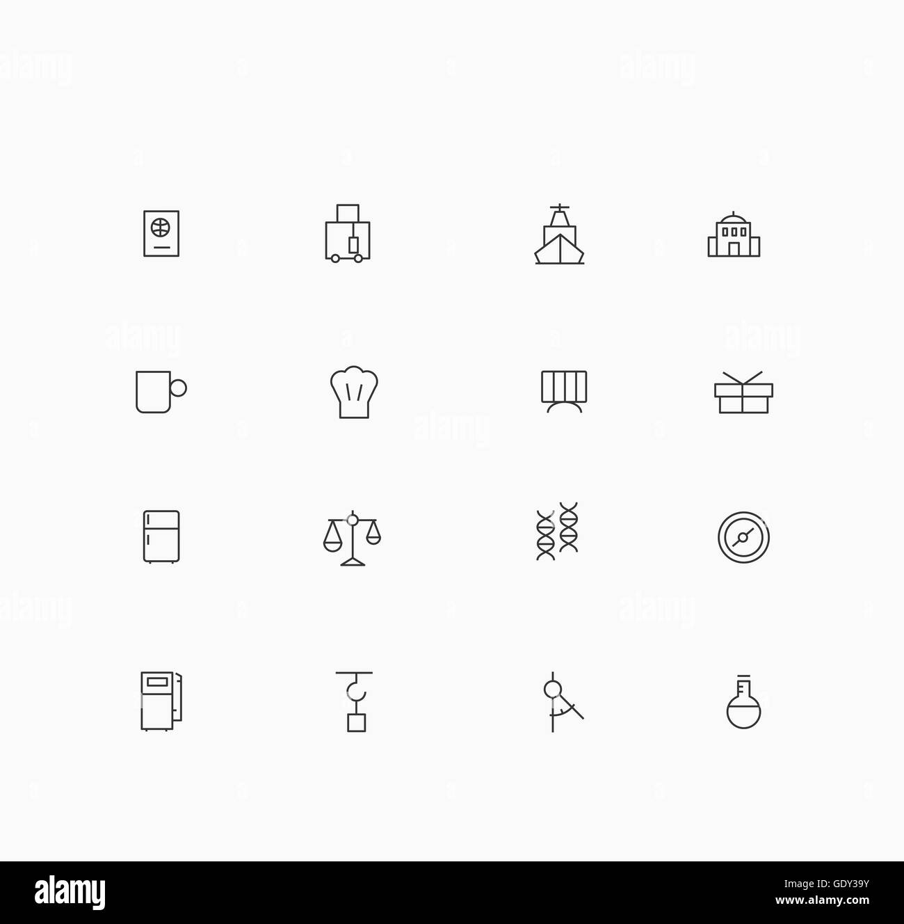 Set of various simple small line icons Stock Photo - Alamy