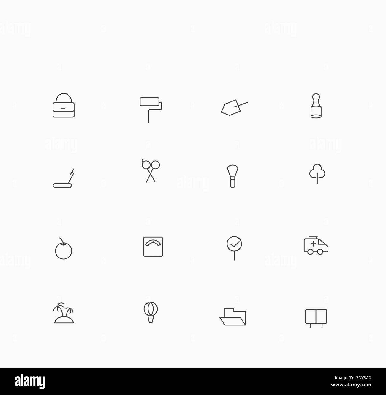 Set of various simple small line icons Stock Photo - Alamy