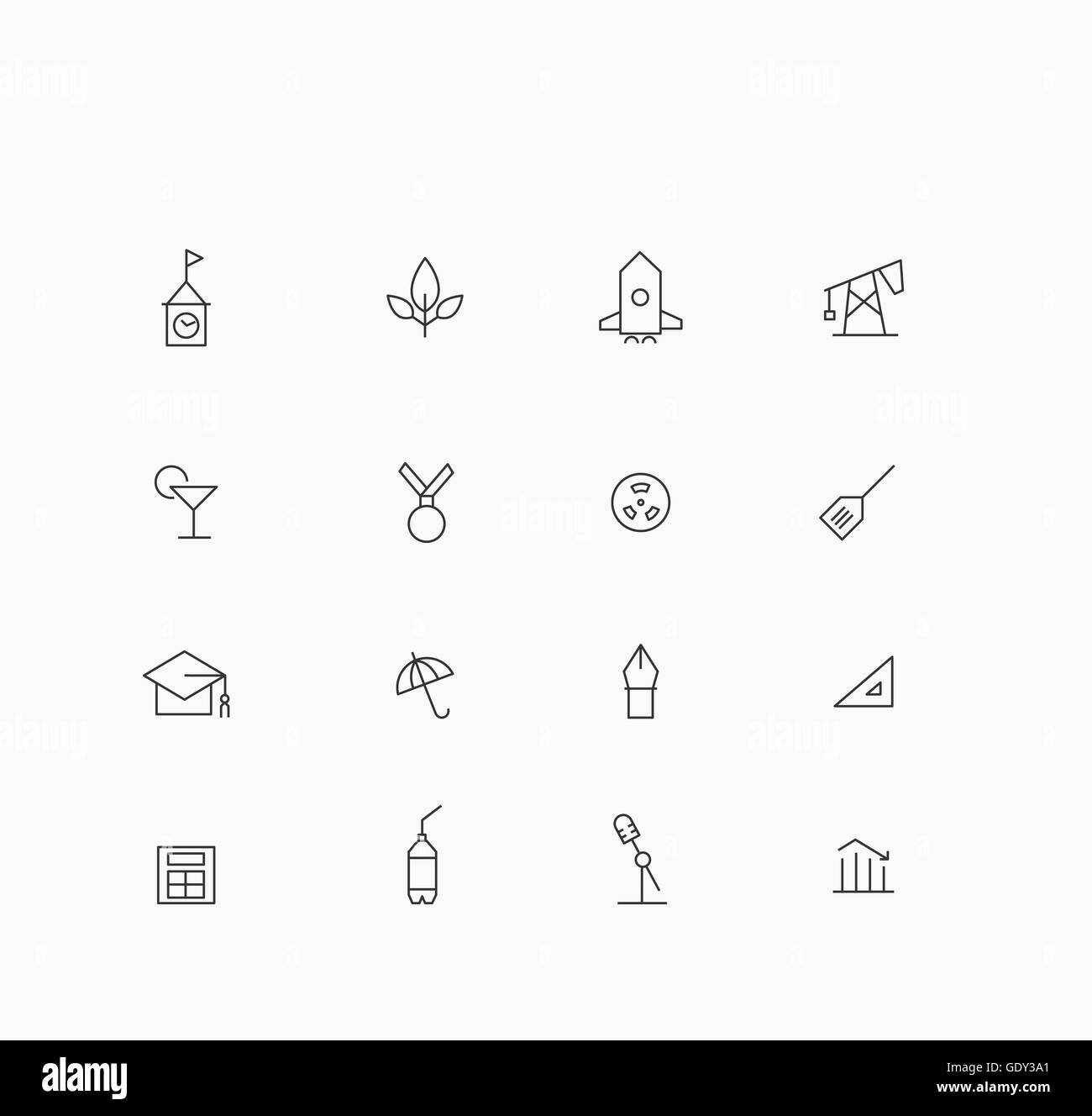 Set of various simple small line icons Stock Photo - Alamy