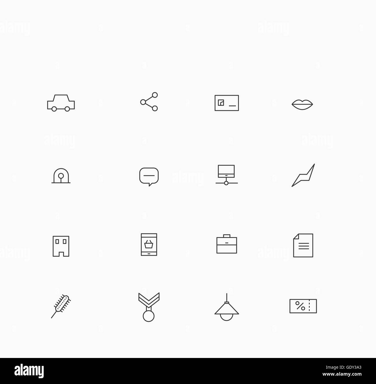 Set of various simple small line icons Stock Photo - Alamy