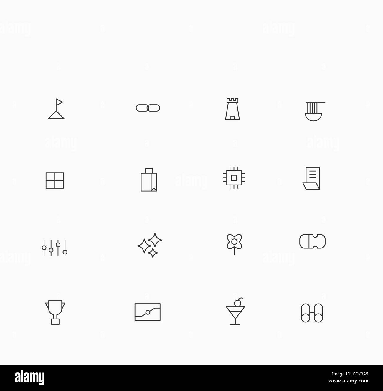 Set of various small simple line icons Stock Photo - Alamy