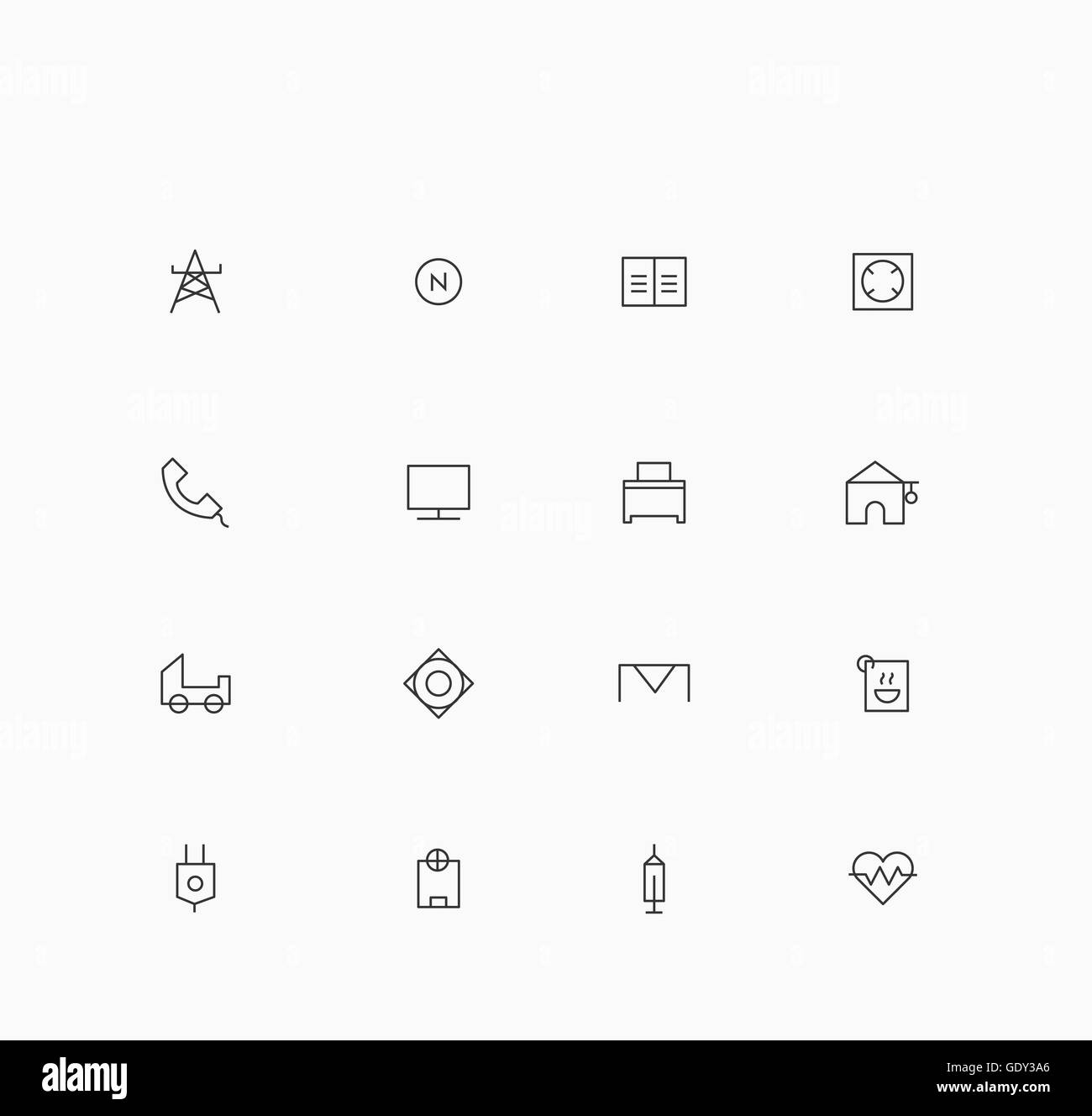 Set of various small simple line icons Stock Photo - Alamy