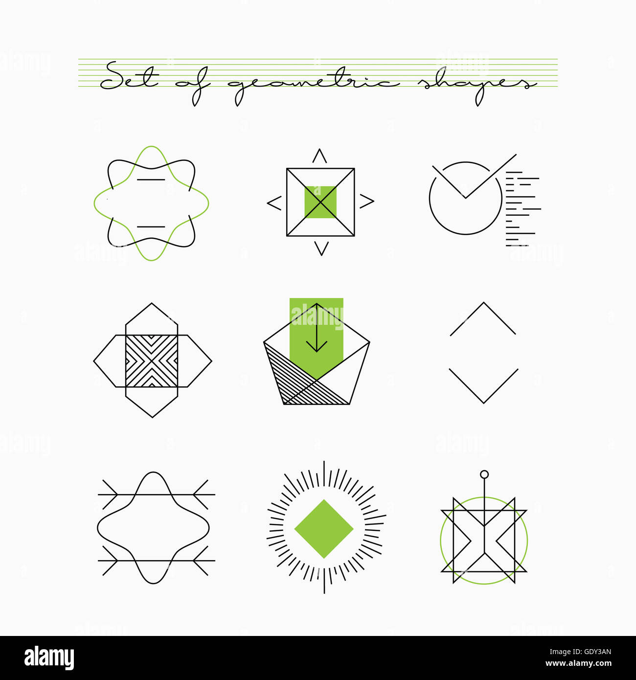 Icon set of various abstract geometric figures Stock Photo - Alamy