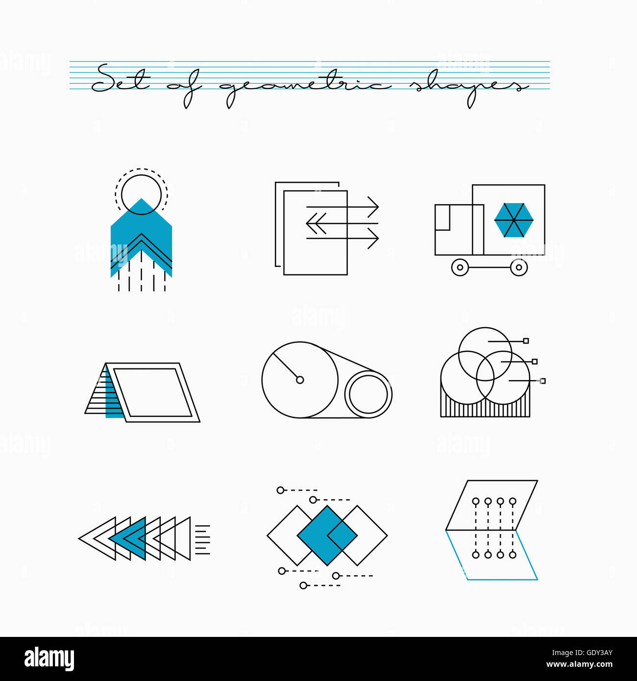 Icon set of various geometric figures Stock Photo - Alamy