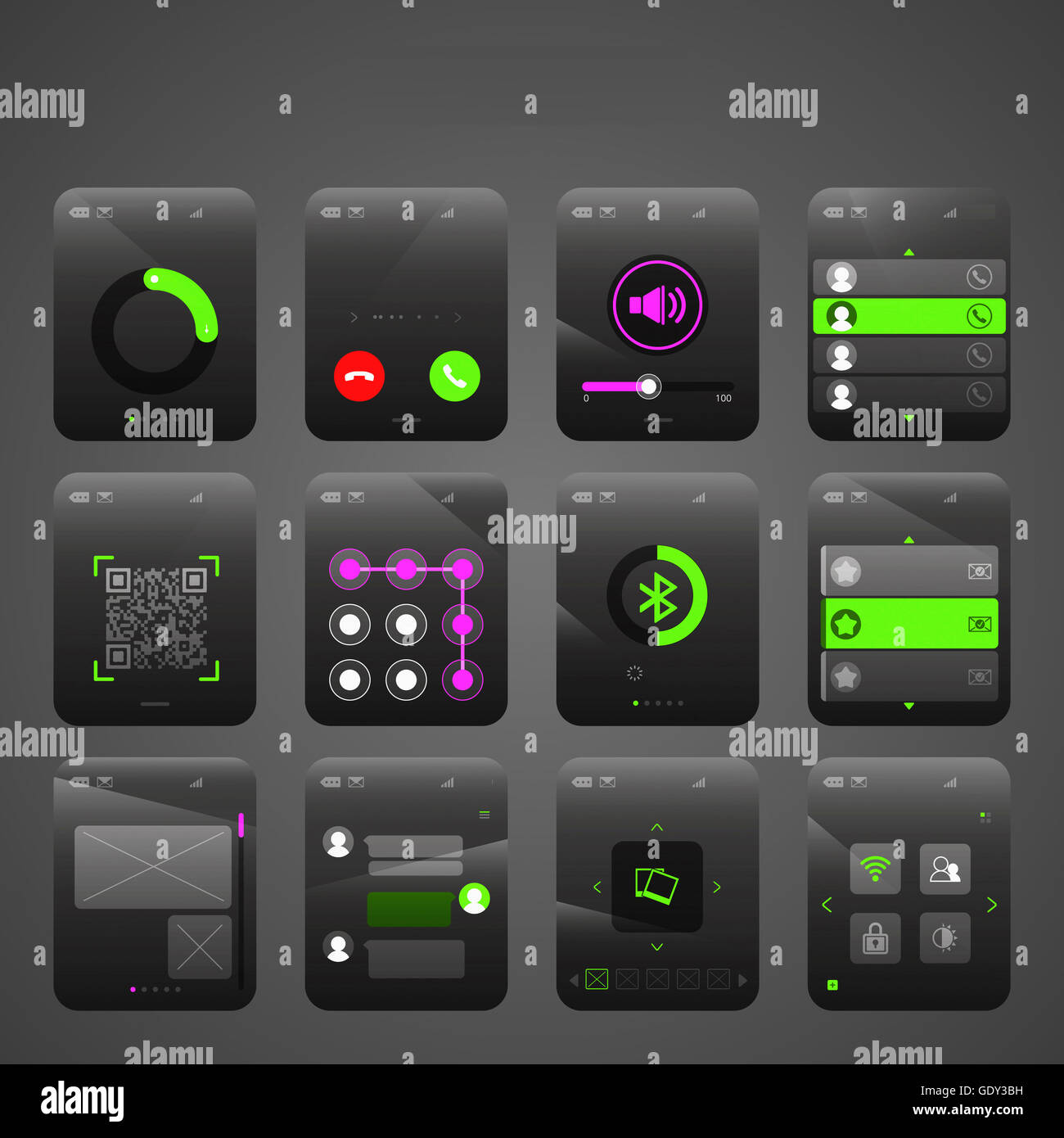 Set of various mobile button icons Stock Photo - Alamy