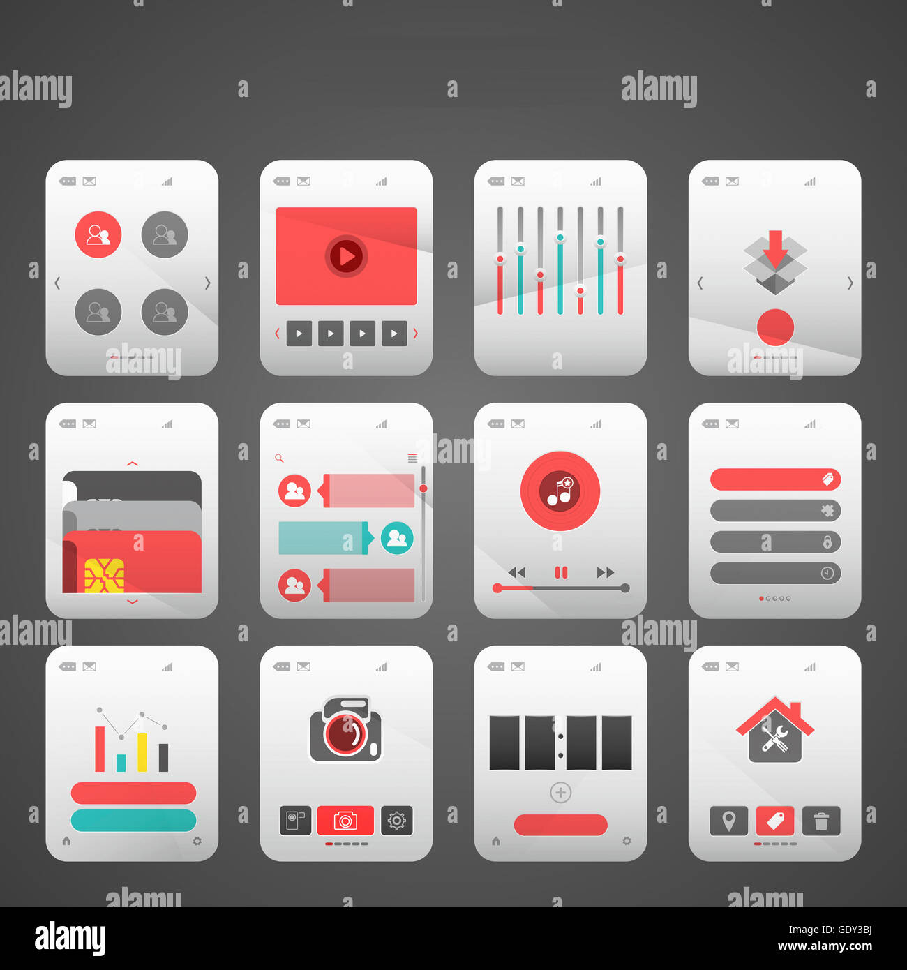 Set of various mobile button icons Stock Photo - Alamy