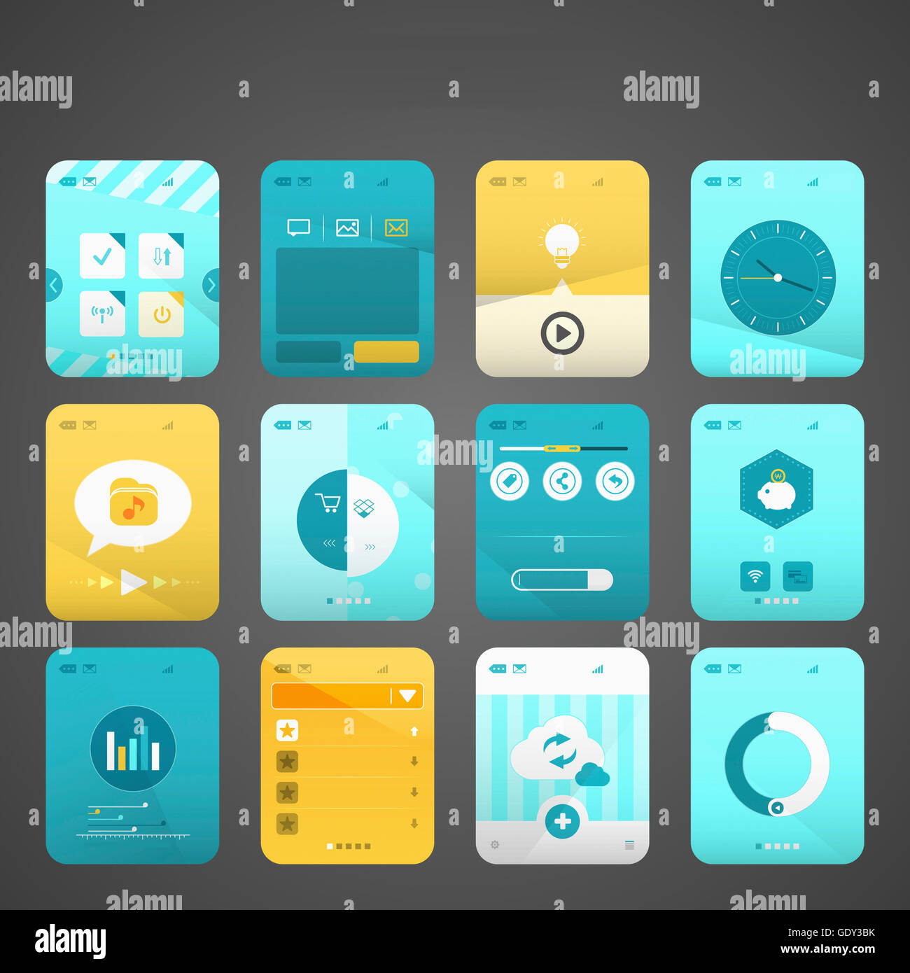 Set of various mobile button icons Stock Photo - Alamy
