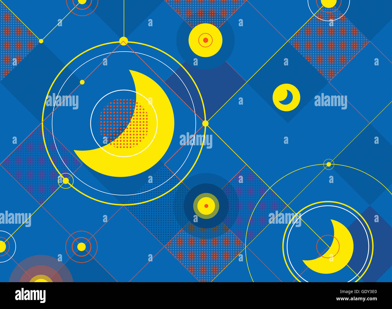 Patterns of crescent, circles and geometric lines Stock Photo - Alamy