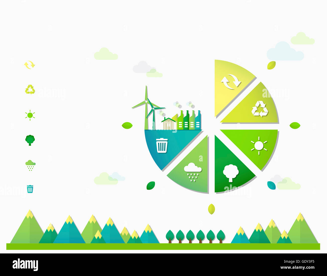 Infographic diagrams of pie chart with icons related to environmental ...