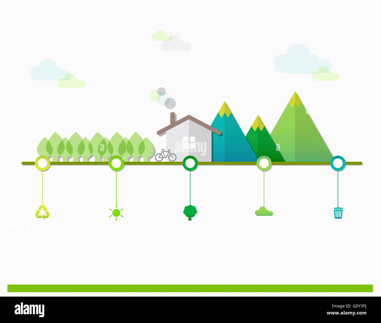 Infographic diagrams and icons related to environmental protection ...