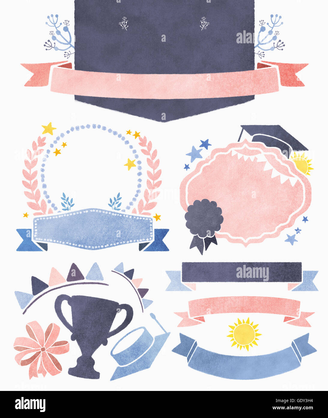 Set various labels emblems hi-res stock photography and images - Alamy