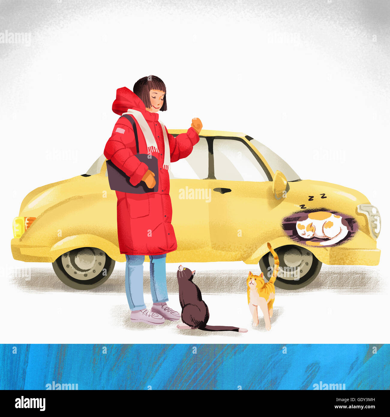 Smiling woman with pet animals Stock Photo - Alamy