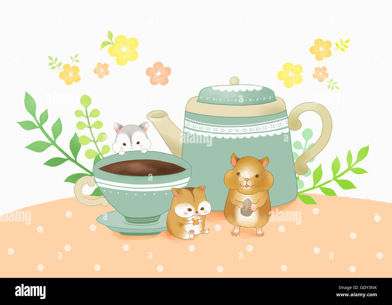 Three hamsters with coffee Stock Photo - Alamy