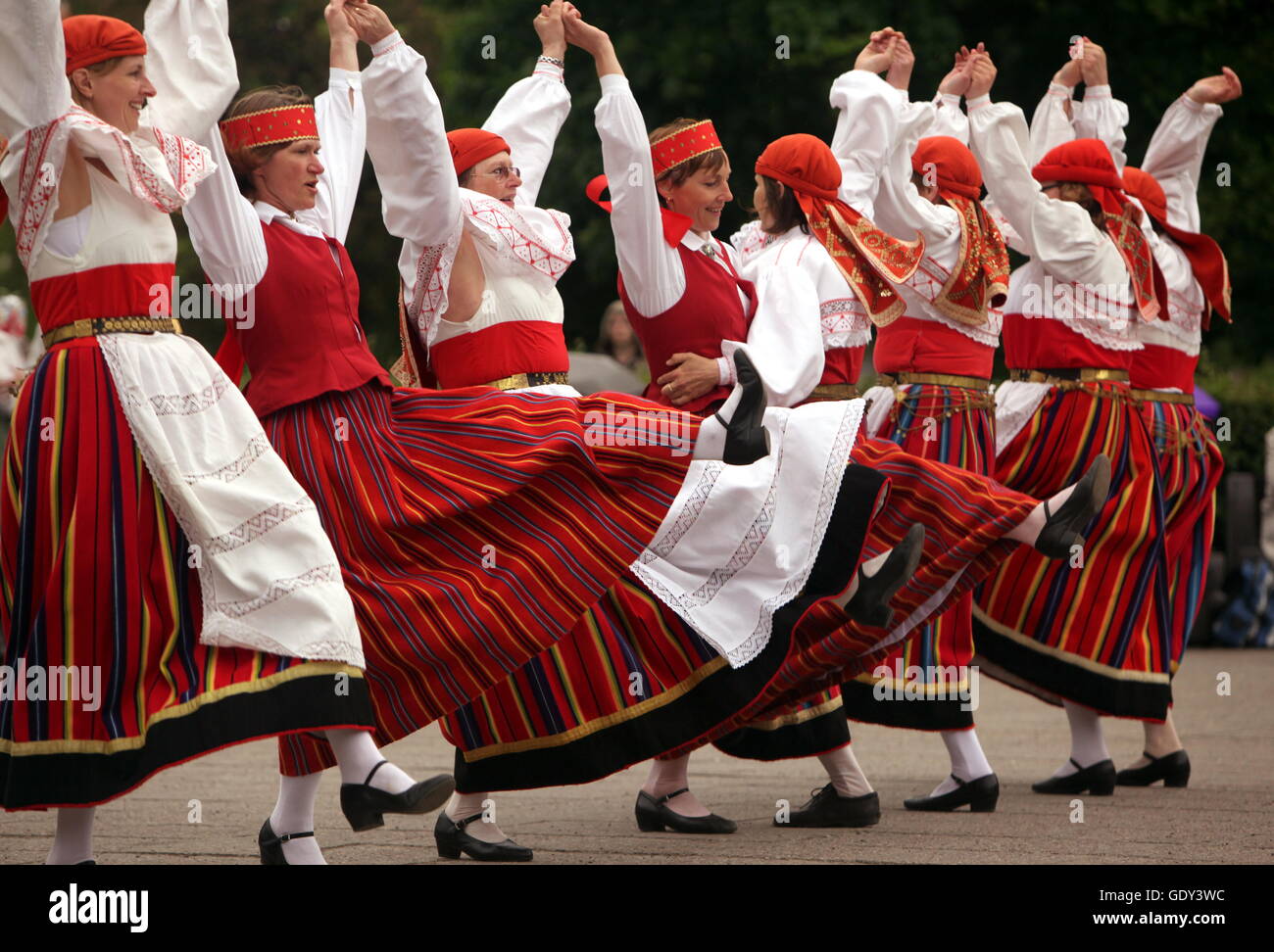 a Folkmusic and Dance on a Festival in the old Town of Tallinn in ...