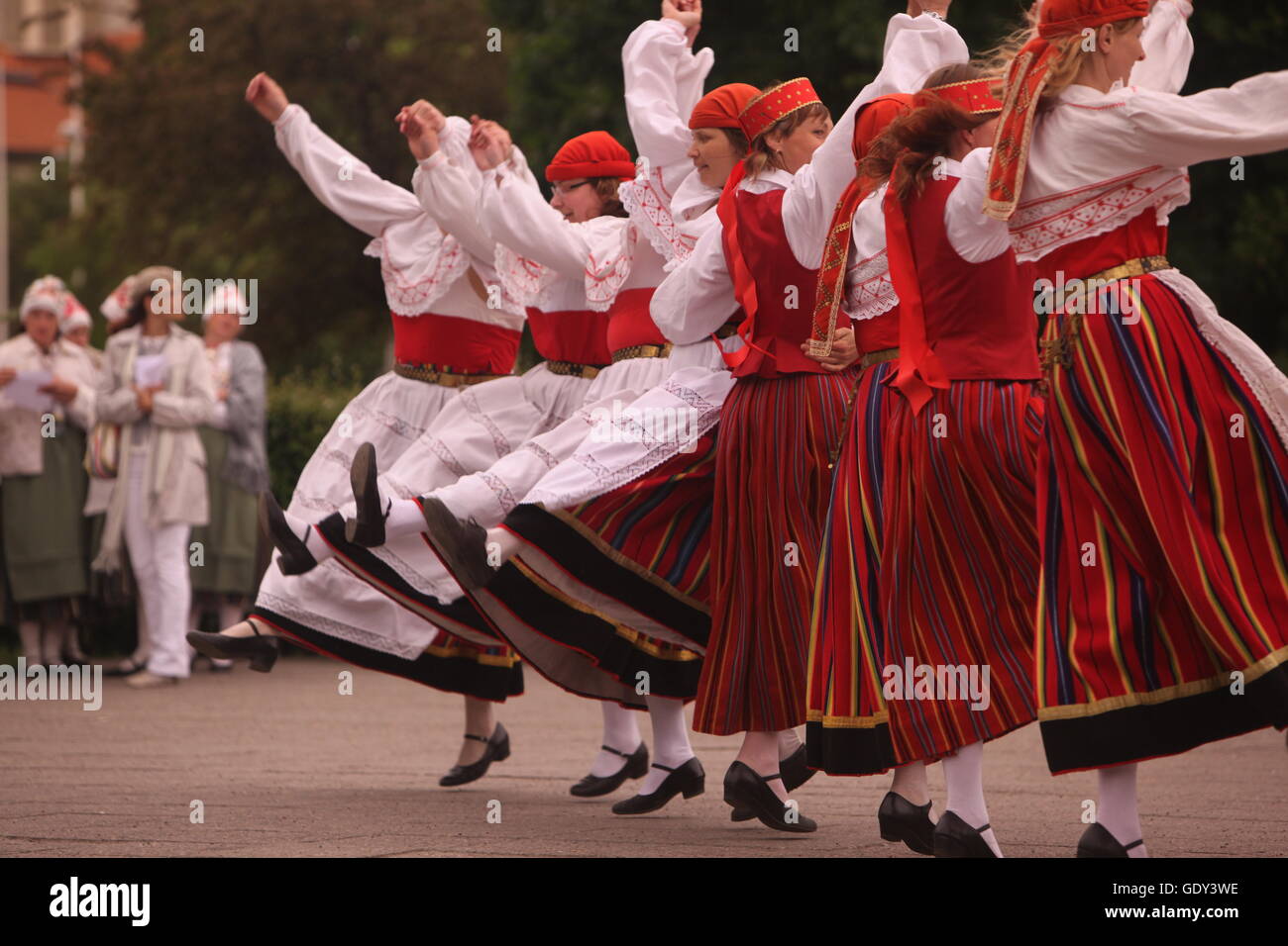 a Folkmusic and Dance on a Festival in the old Town of Tallinn in ...